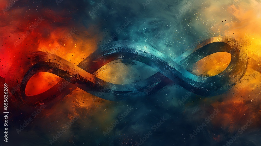 A vibrant depiction of hand-drawn infinity symbols in a continuous ...