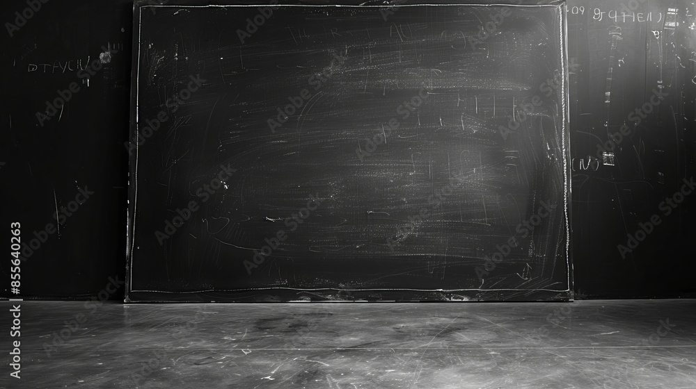 Blank real black chalkboard background texture in college setting for ...