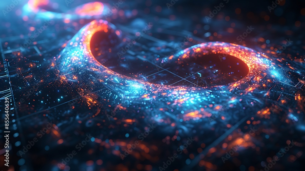 An abstract design of infinity symbols as part of a physics equation ...