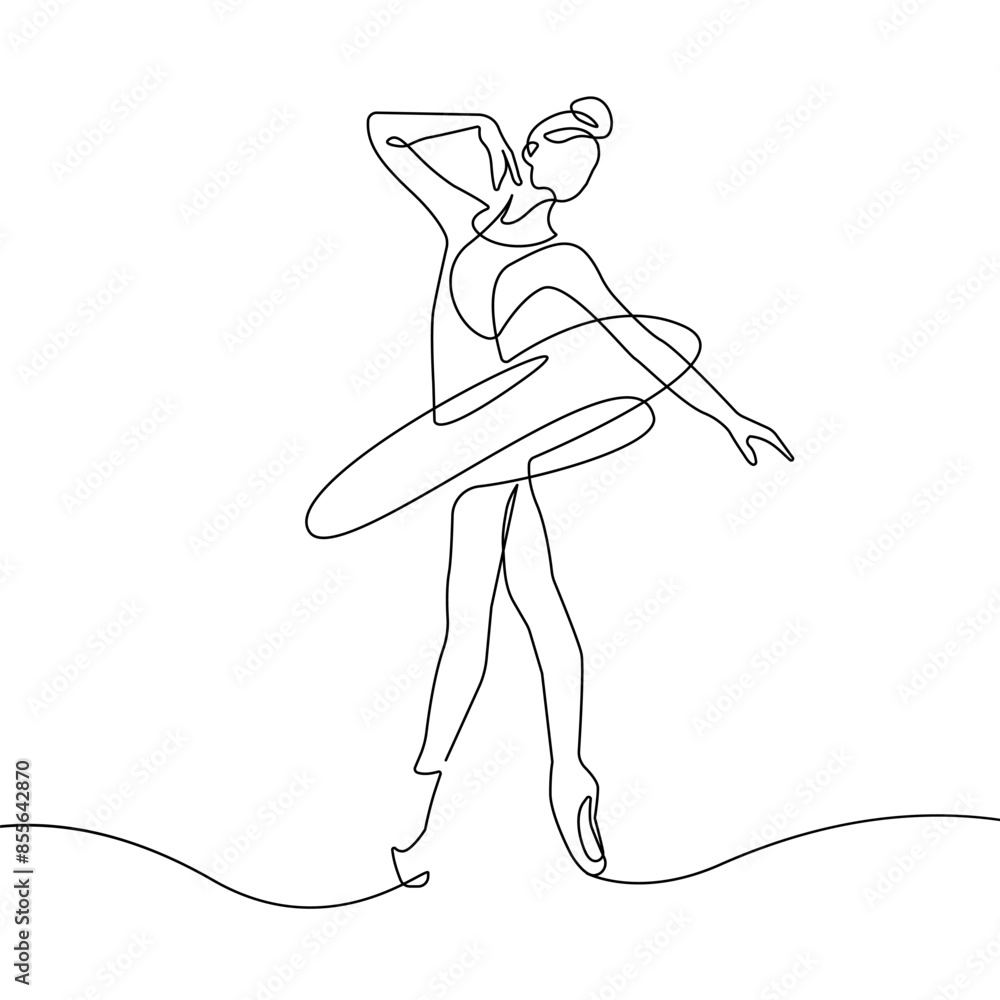 Ballerina Silhouette Continuous One Line Drawing. Woman Dancer Abstract ...