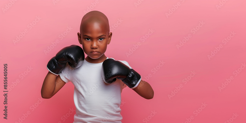 African American teenage bald kid with face of determination with black ...