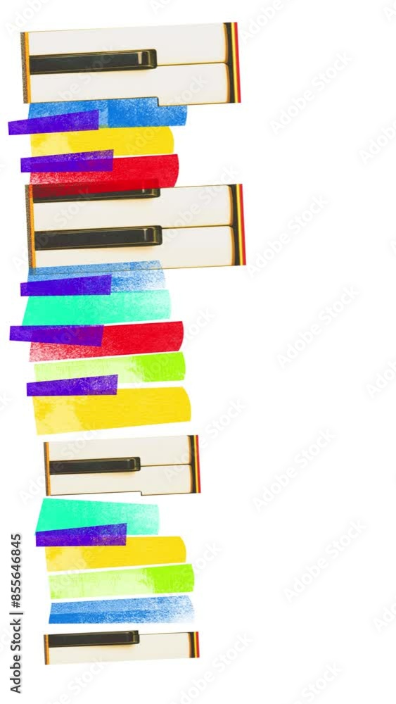 Contemporary stop motion. Animation. Abstract colorful piano keys in ...