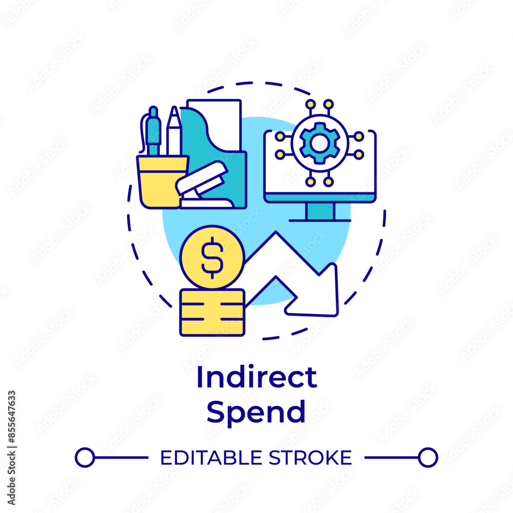 Indirect spend multi color concept icon. Expense submission ...