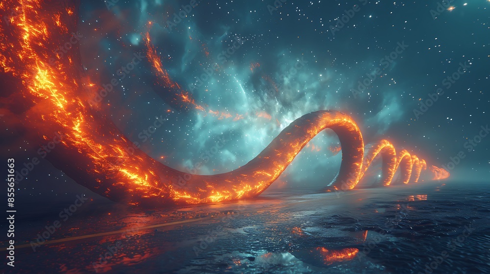 Double exposure of infinity symbols with roadways, symbolizing endless ...