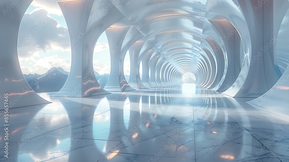 A detailed image of an infinite mirror room effect with repeating ...