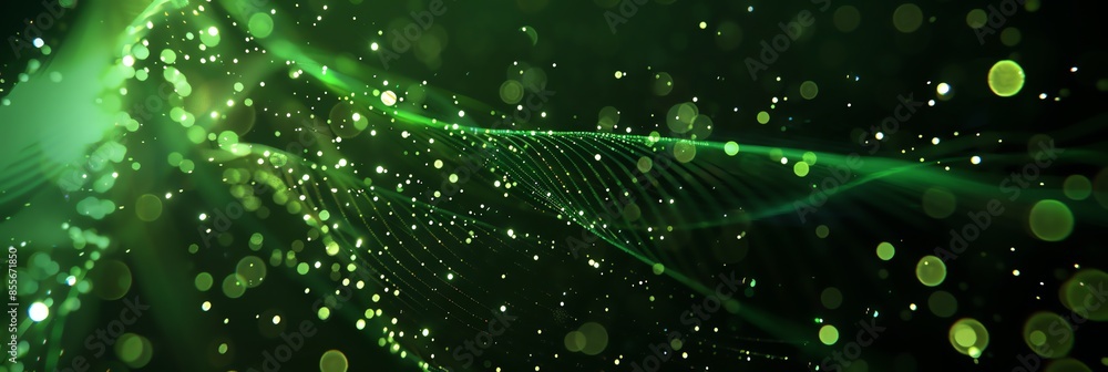 Dark gree background, Complex light trajectories, Manifest the AI era ...