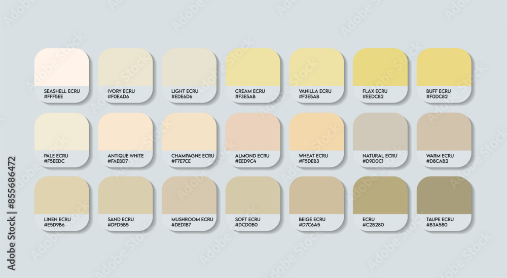 ECRU Color Palette, ECRU Color Guide Palette with Color Names. Catalog ... ECRU Color Palette, ECRU Color Guide Palette with Color Names. Catalog ...