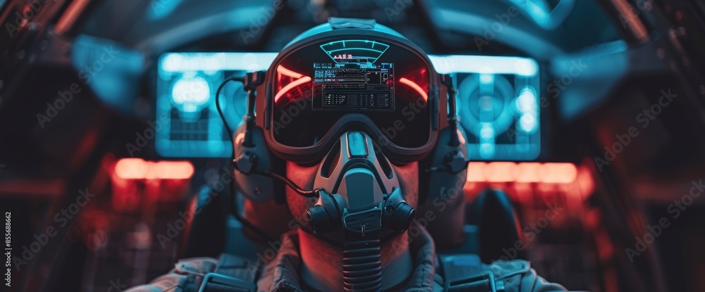 Foto de A Pilot Using A Heads-Up Display In A Modern Fighter Jet ...