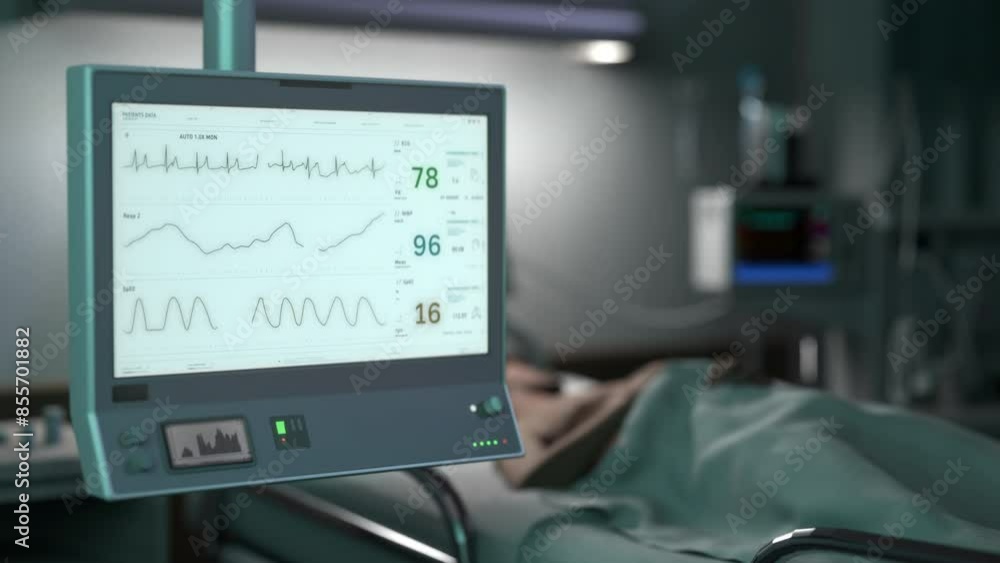 Modern ECG Equipment Displays Stable Vital Condition Of Hospitalized ...