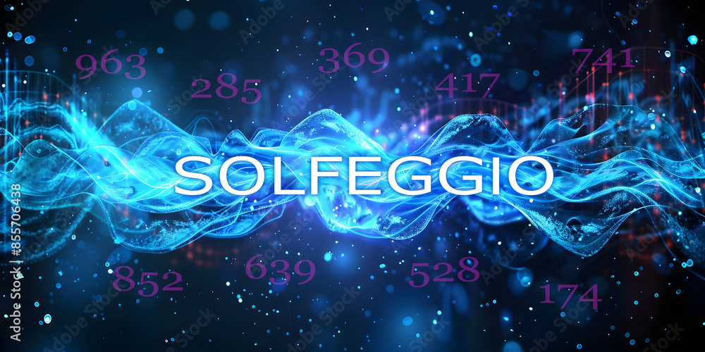 The Nine Solfeggio Frequencies Concept - Flowing blue sound waves ...