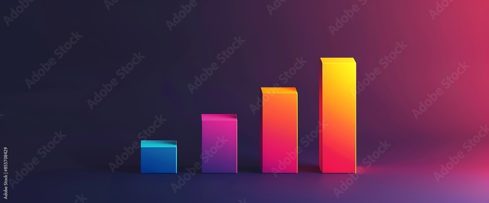 Simple side-view bar graph with bold and vivid colors. Stock Photo ...