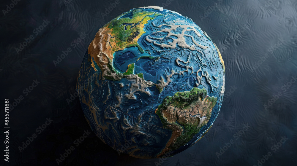Detailed Earth model created using 3D printing, showing the heights of ...