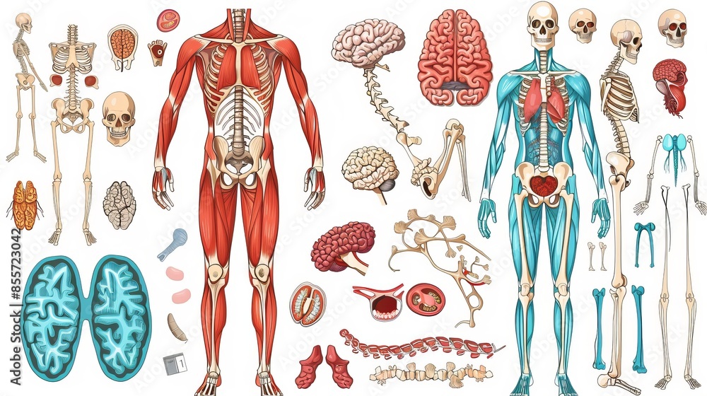 Comprehensive Anatomy of the Human Body Stock Illustration | Adobe Stock