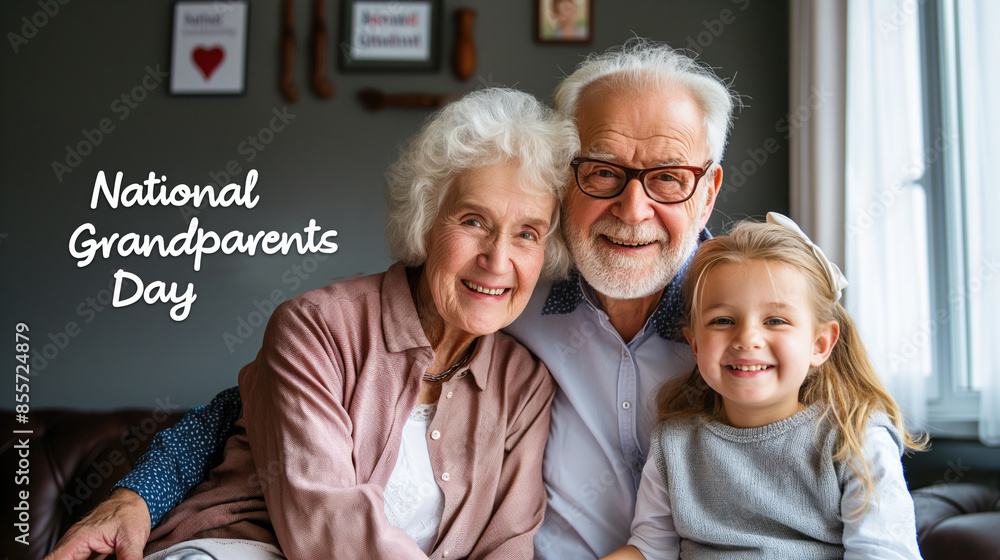 National Grandparents Day celebration with an elderly couple and their ...