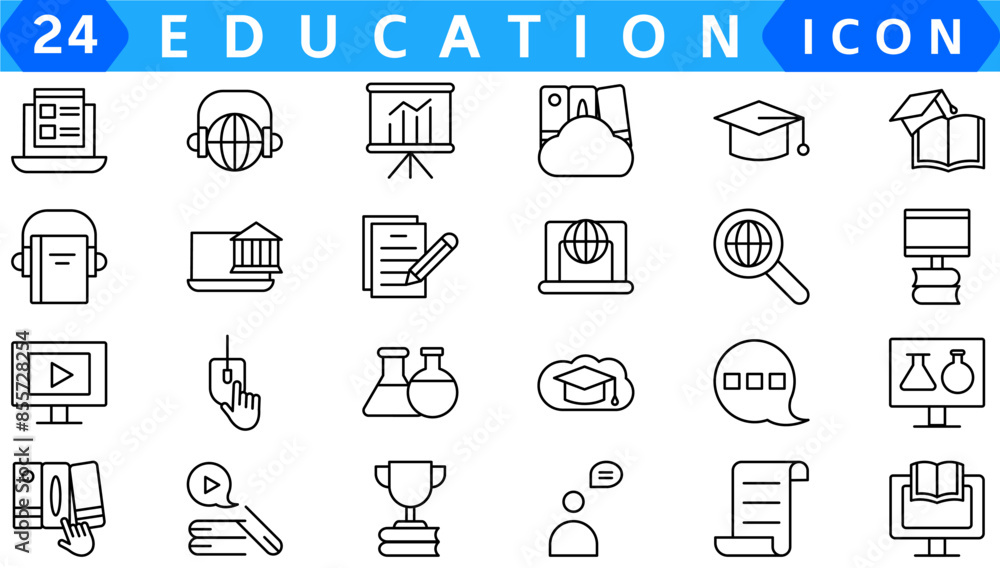 Education and Learning web icons in line style. School, university ...