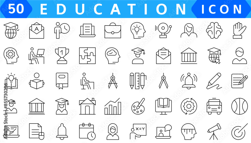 Education Line Editable Icons set. Vector illustration in modern thin ...
