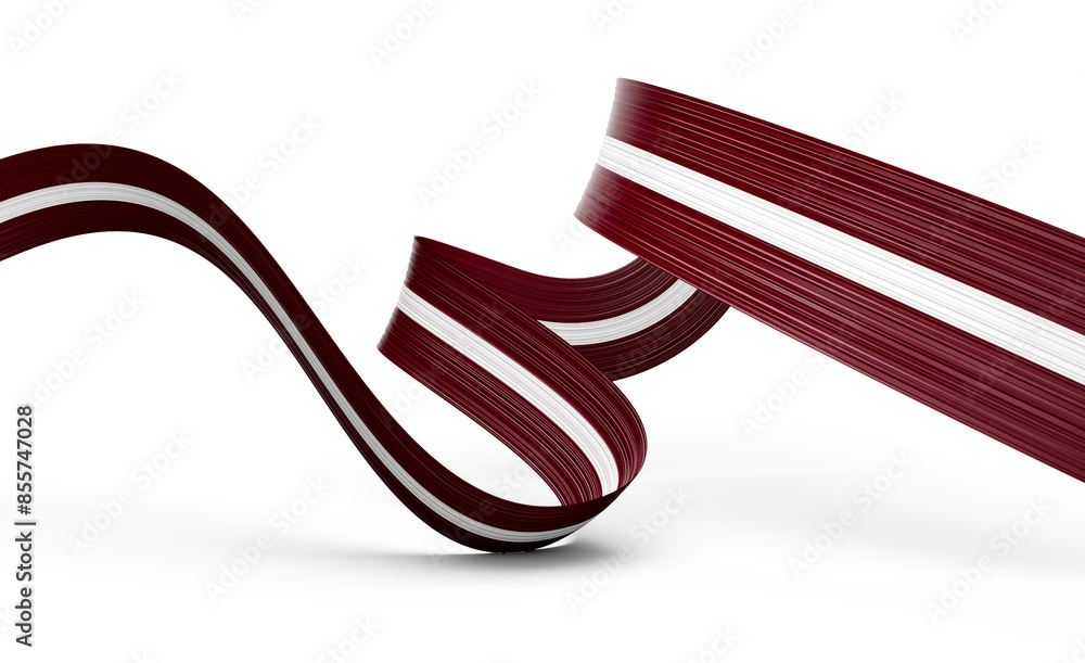 3d Flag Of Latvia 3d Wavy Shiny Latvia Ribbon Flag Isolated On White ...