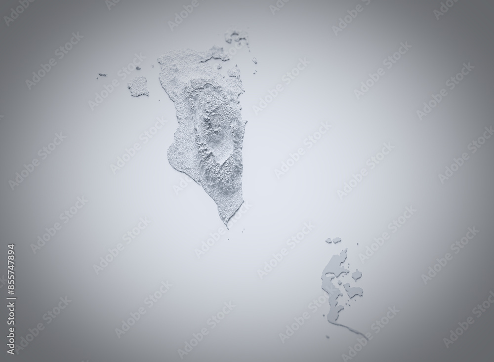 Bahrain Map Gray And White Shaded Relief Textured Map On White ...