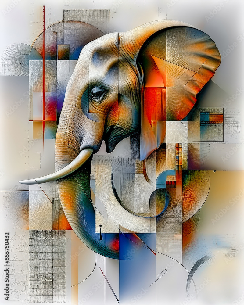 Neo-Surrealist Abstract Art: Intricately Designed Elephant Portrait ...