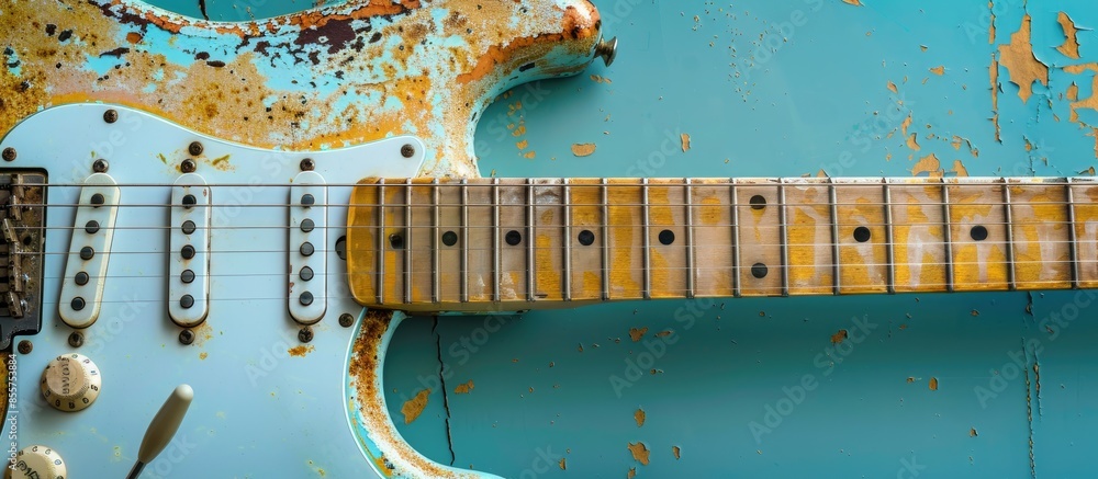 Old rusty whammy bar for electric guitar Isolated on pastel background ...