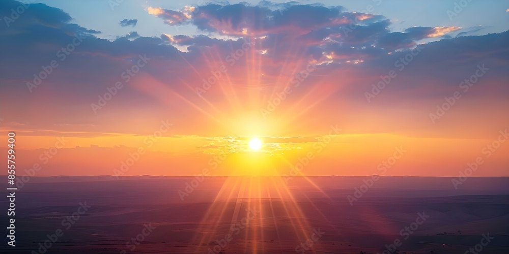 Beautiful sunrise symbolizing the ascension of Jesus Christ. Concept ...