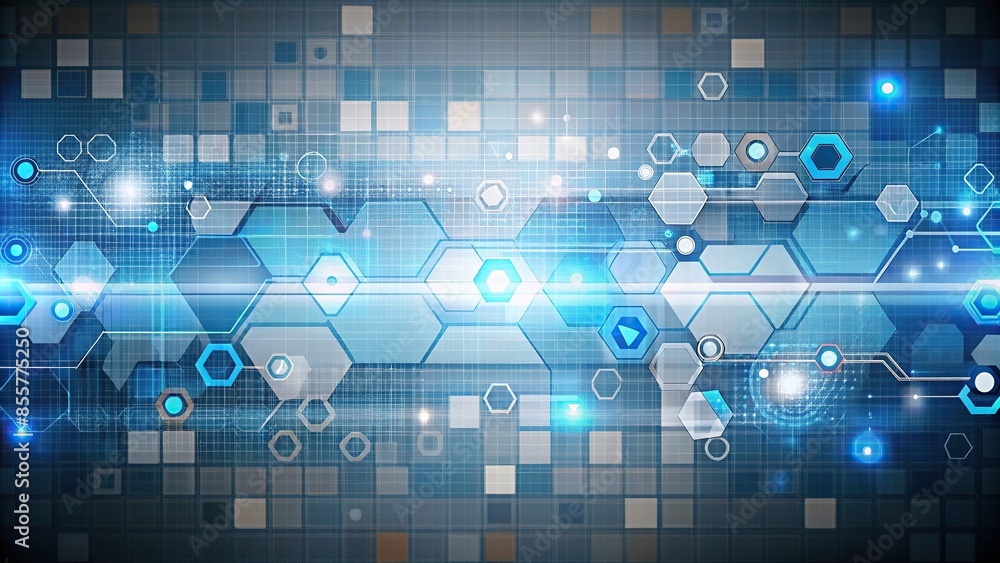 Abstract background with blue and grey technology symbols texture in a ...