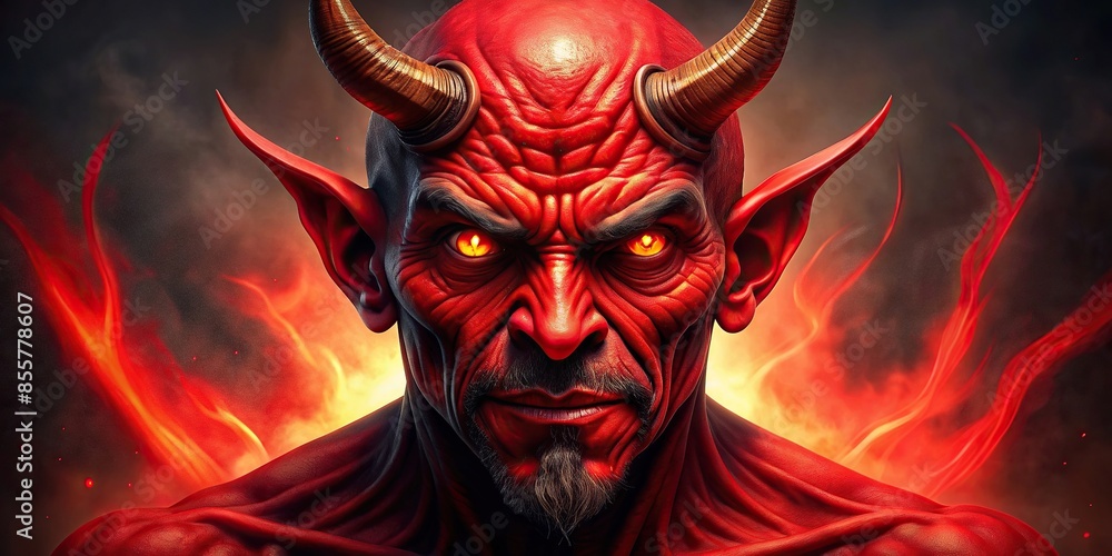 Poster of red devil demon with glowing eyes, demon, red, evil, scary ...