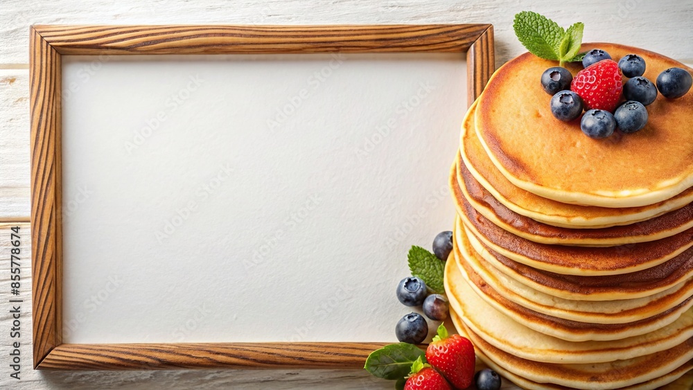 Pancakes border background for food photography or breakfast menu ...