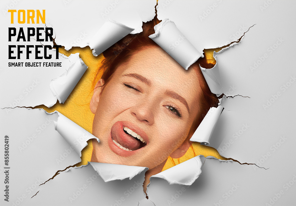 Torn Paper Effect with Generative AI Stock Template | Adobe Stock