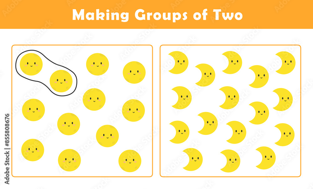 Making Groups of Two Worksheet. Grouping Picture Math Activity for Kids ...