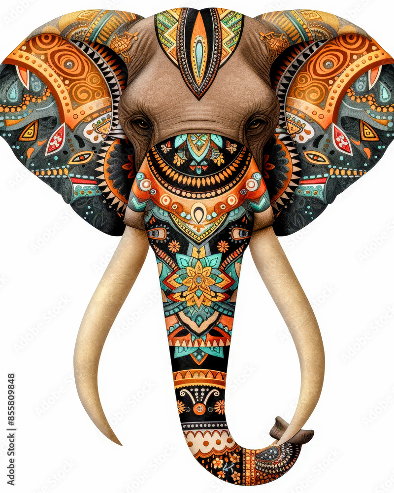 Neo-Surrealist Abstract Art: Intricately Designed Elephant Portrait ...