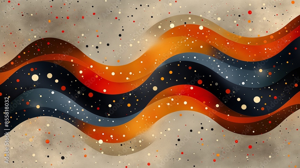 This image features an abstract design of colorful, undulating waves ...