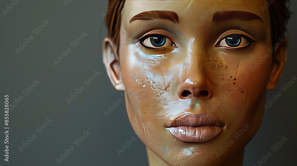 a round face with prominent cheekbones and a slightly squared jawline ...