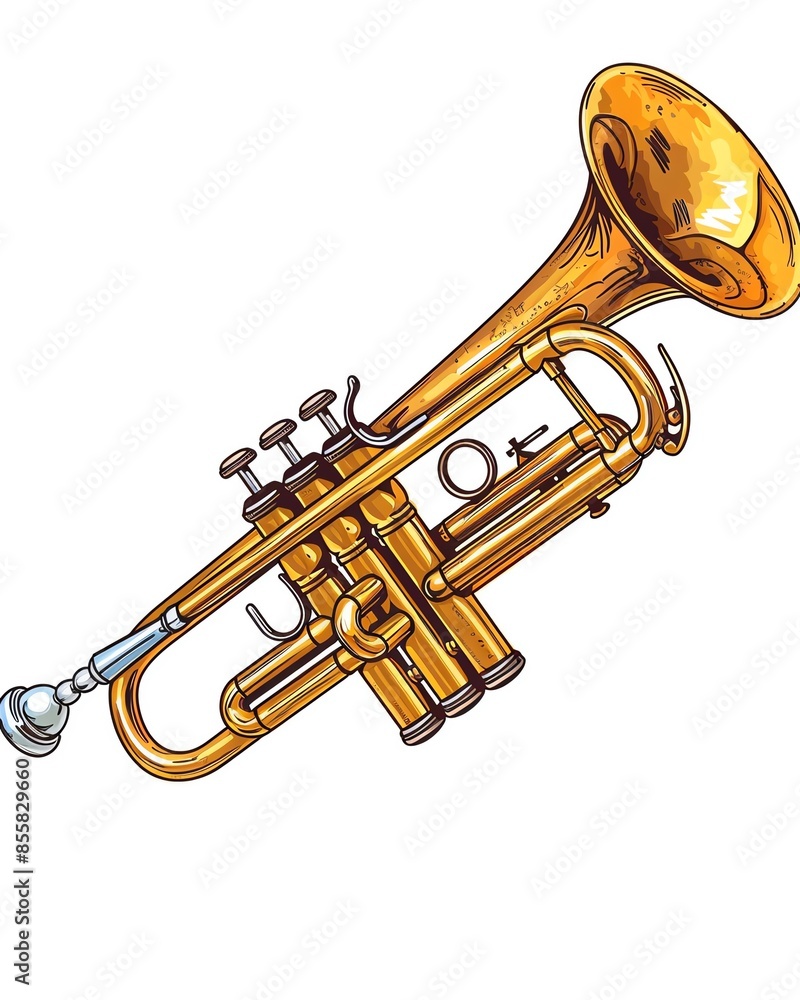 A trumpet clipart, musical instrument element, vector illustration ...