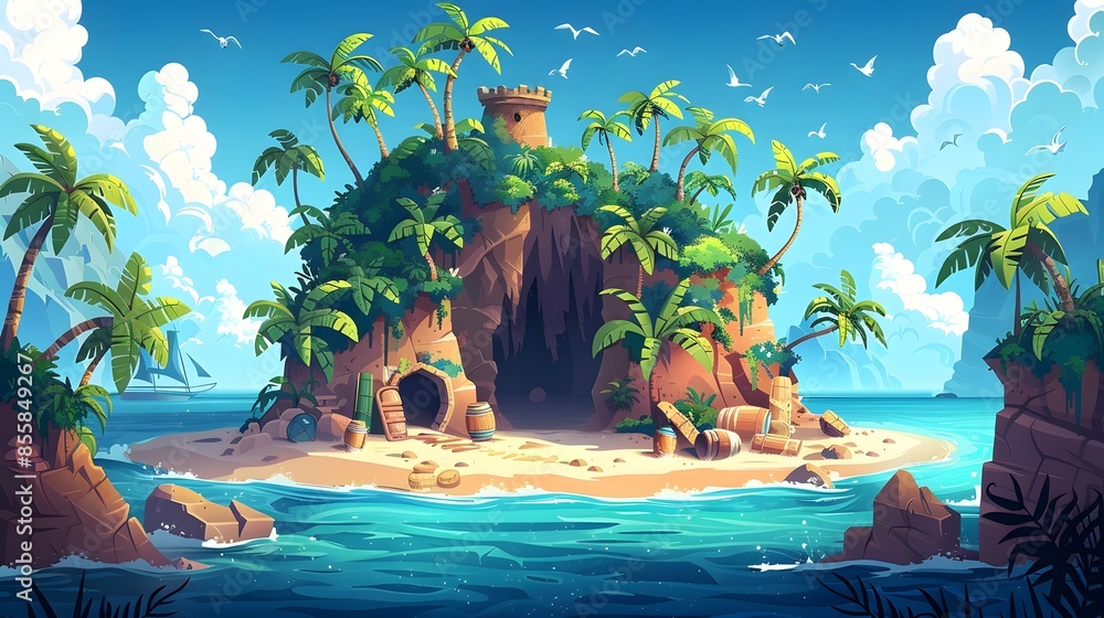 Adventurous Pirate Island with Treasure Maps and Hidden Caves for Kid ...