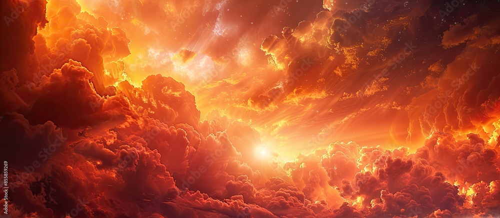 Dramatic fiery and cloudy ambient representing heaven and hell. Copy ...
