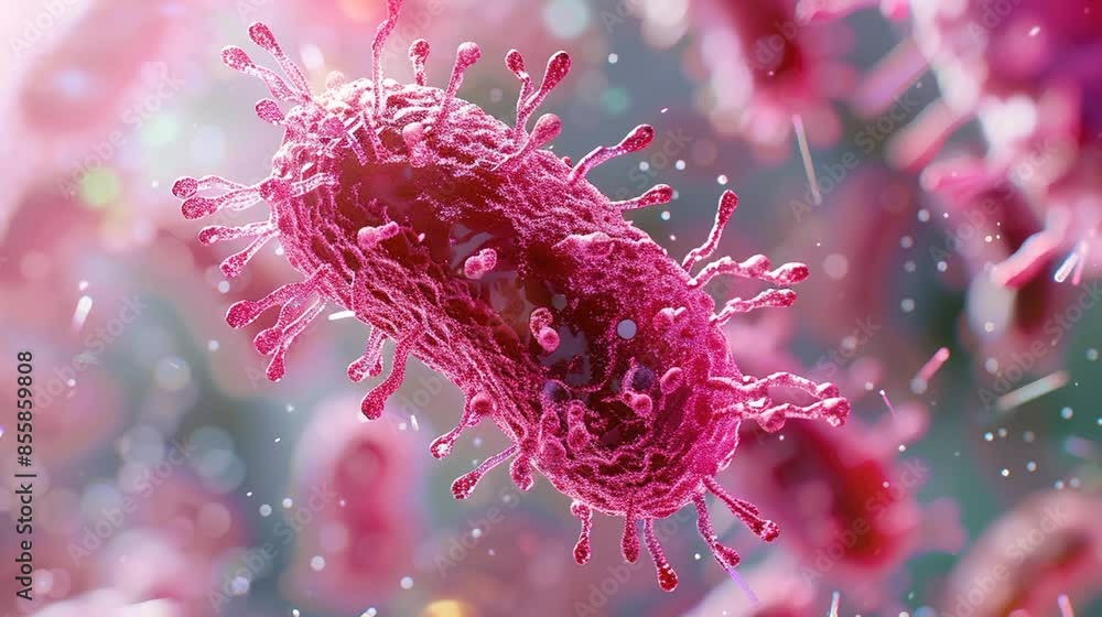 a microscopic of bacteria in vibrant environment, illustrated of ...