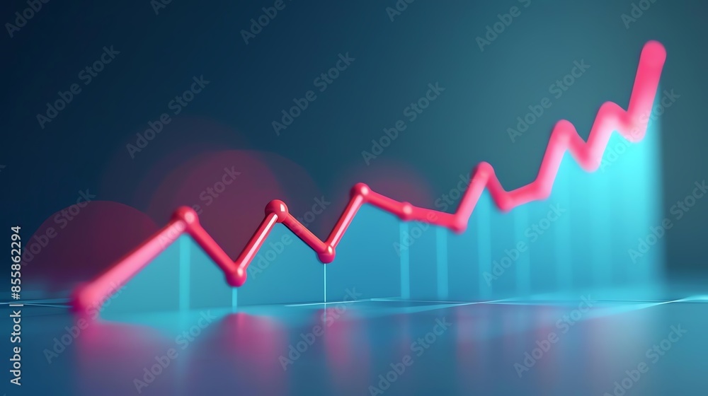 Straight Line Graph 3D graph with a straight line representing simple ...