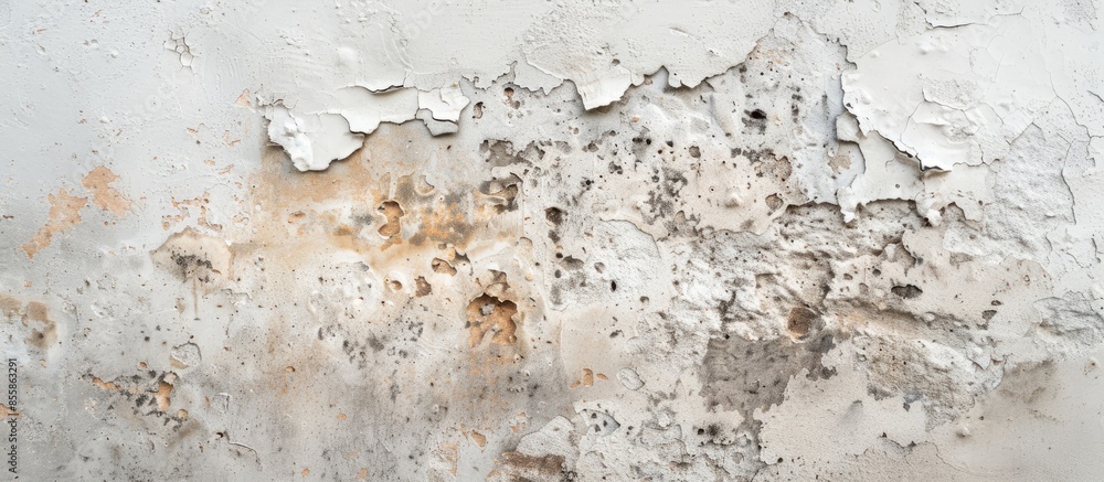 Poster Mould fungus texture detail of molding interior, old white wall ...