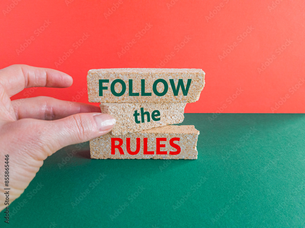 Follow the rules symbol. Concept words Follow the rules on brick blocks ...