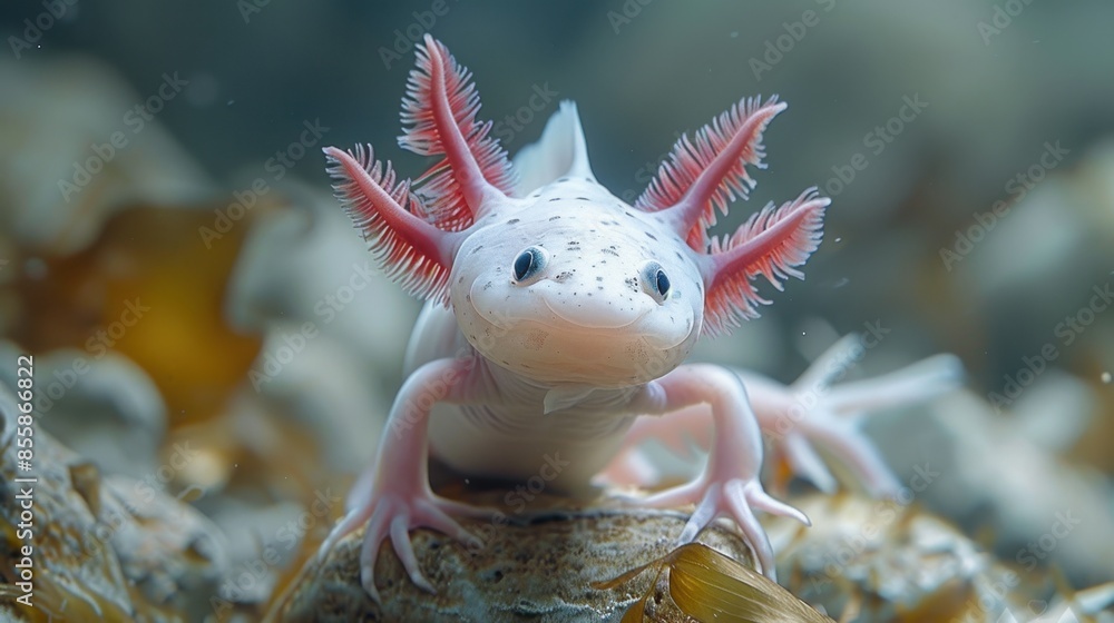 Amidst the submerged formations of an underwater cave system, an ...