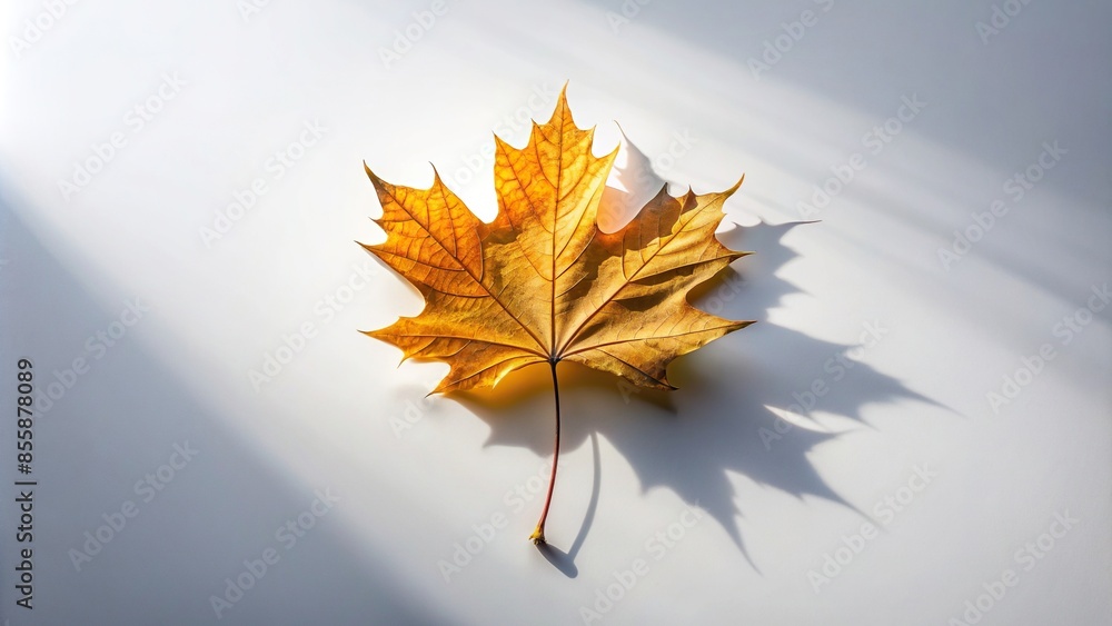 Leaf shadow overlay from natural light, isolated on white background ...