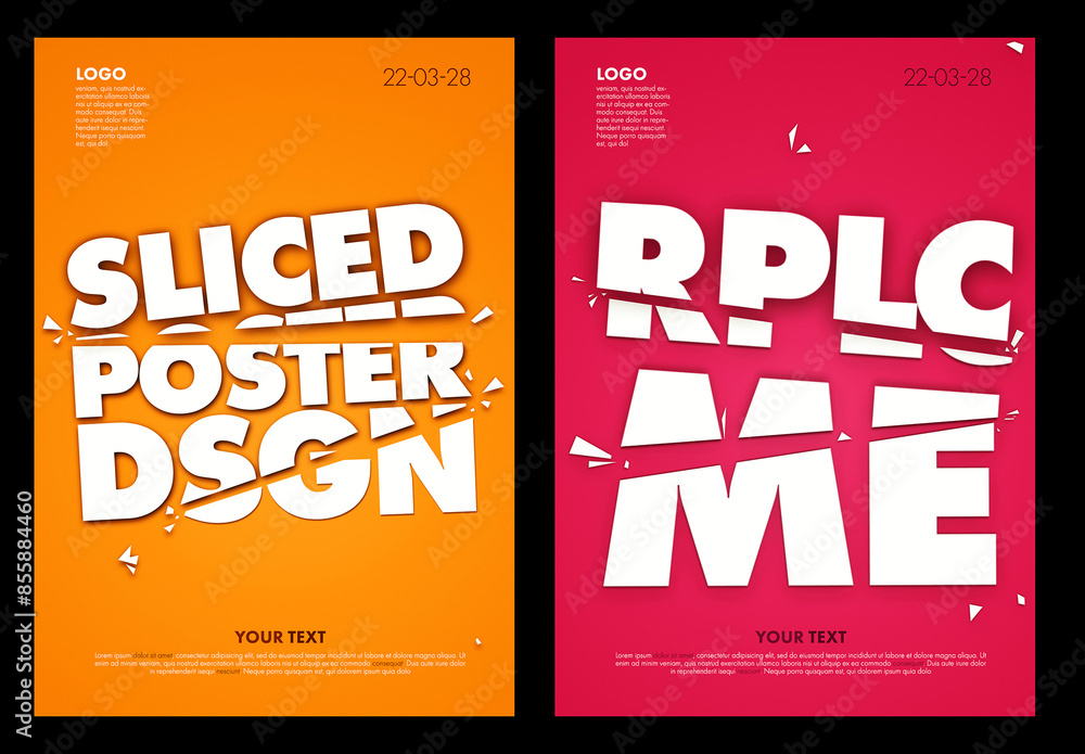 Sliced text effect poster design Stock Template | Adobe Stock
