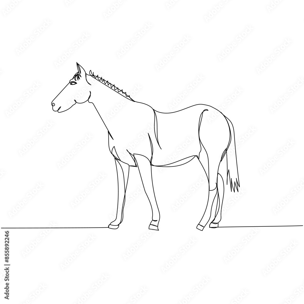 horse, pony, livestock, artiodactyl one line art. Continuous line ...