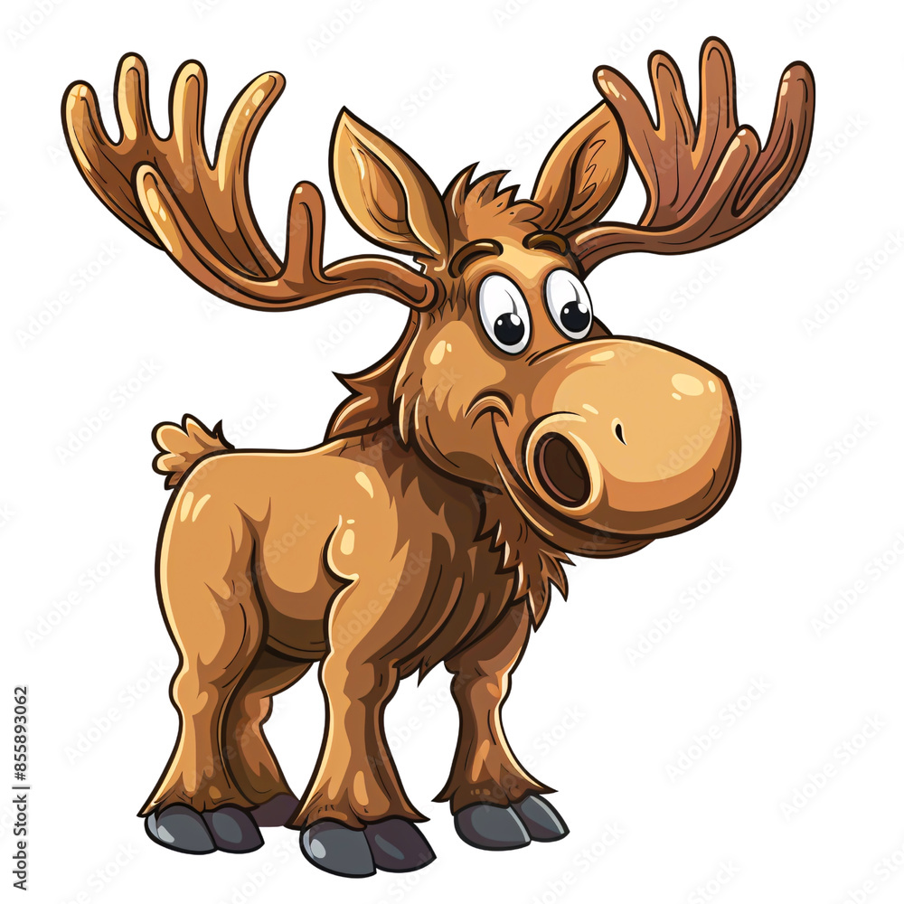 Cartoon illustration of a smiling moose with large antlers, perfect for ...