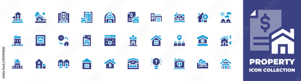 Property icon collection. Duotone color. Vector and transparent ...