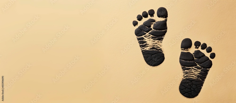 Black prints of feet on transparent paper. Black footprint. isolated on ...