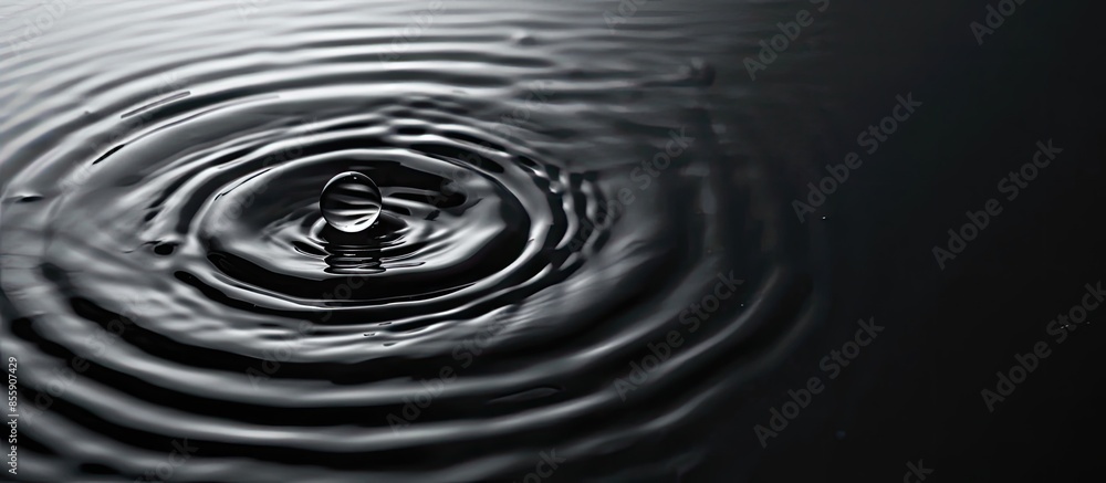 Panorama Water ripples from a drop of water in the dark. water drop ...