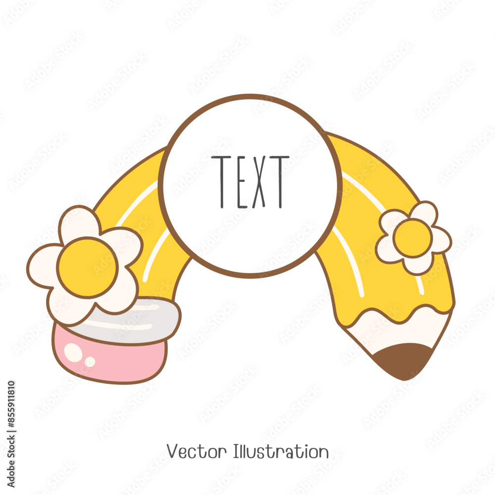 Cute Pencil, Back to school. Pencil Name Tag. Vector Illustration Stock ...