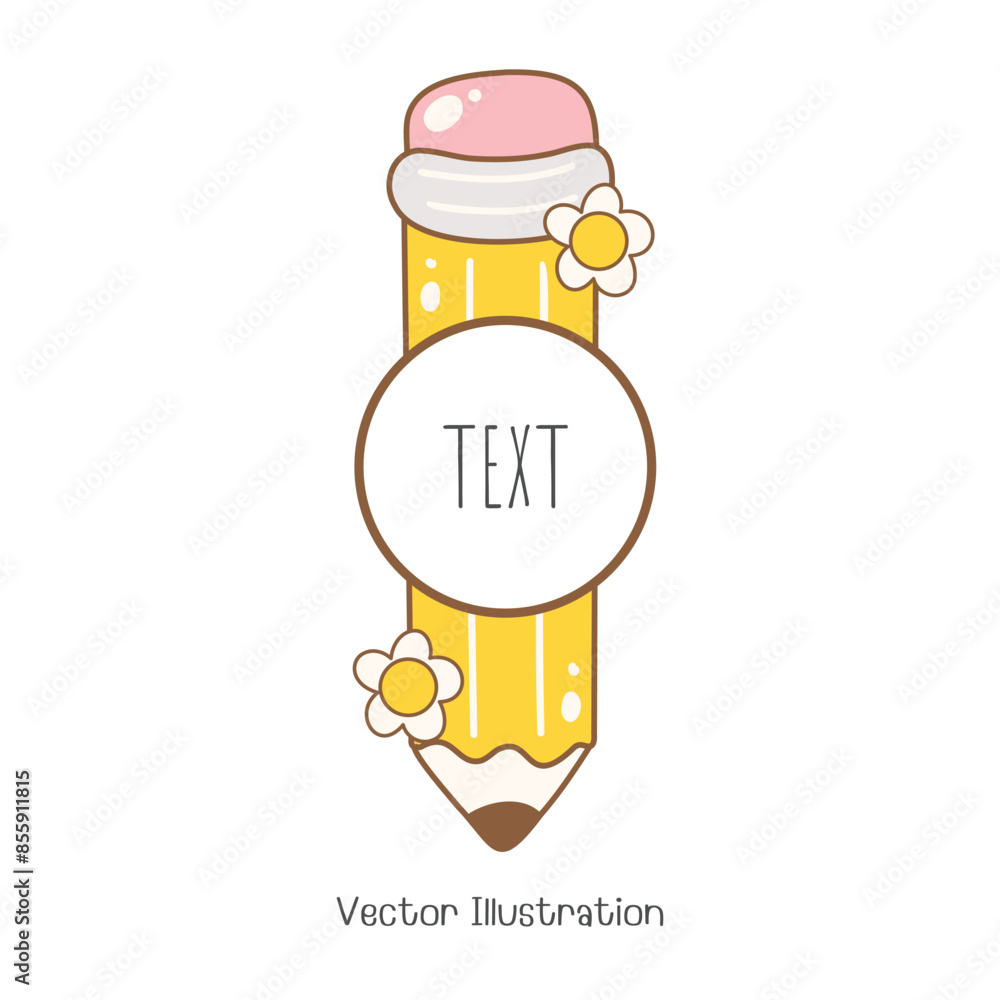 Cute Pencil, Back to school. Pencil Name Tag. Vector Illustration Stock ...